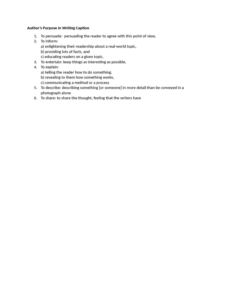 The Purpose Writing Caption | PDF