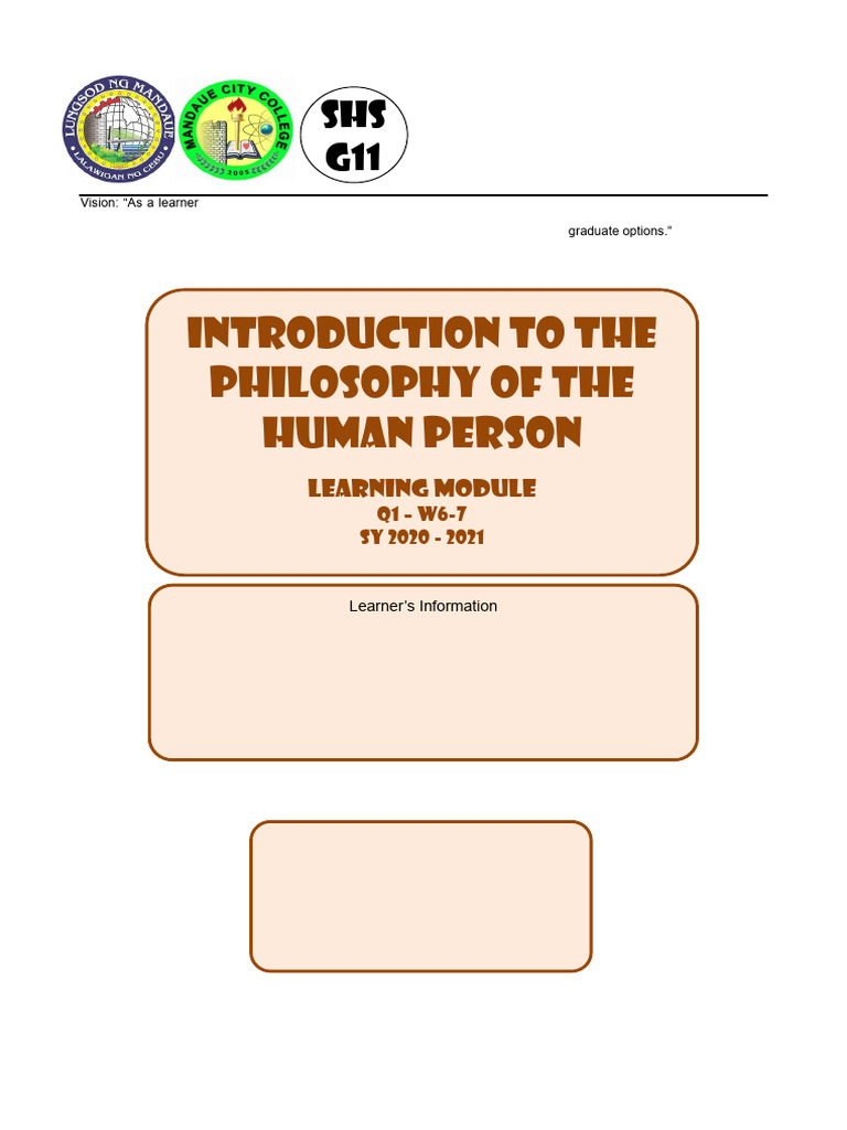 Introduction To The Philosophy of The Human Person Module 4 | PDF ...