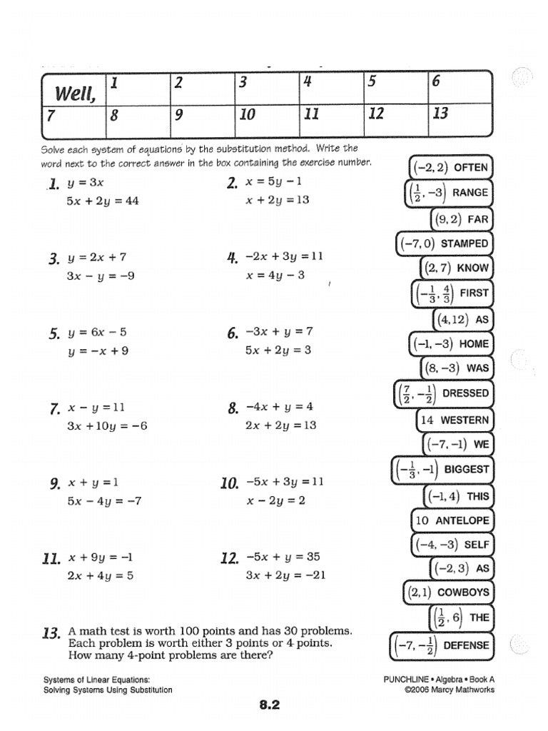 Punchline_worksheet_8.2 | PDF