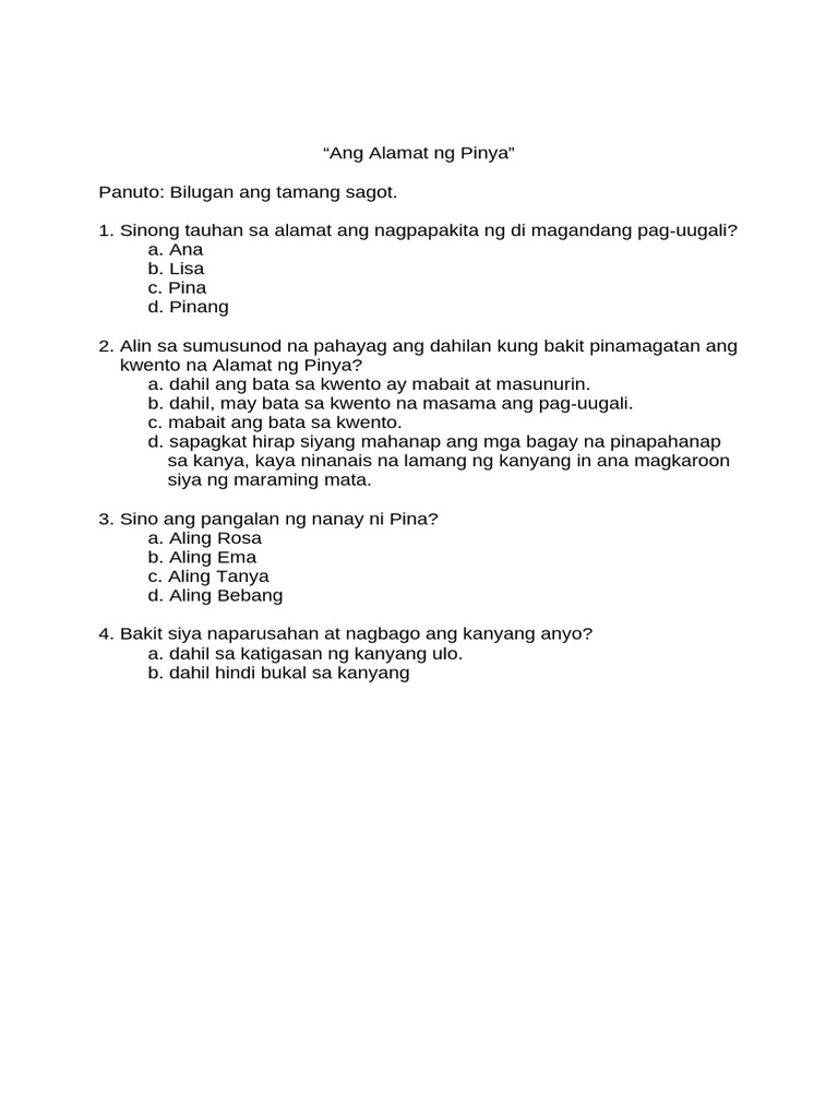 Ang Alamat NG Pinya | PDF