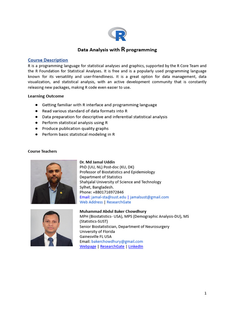 R Programming for Data Analysis Course | PDF | Statistics | Regression ...