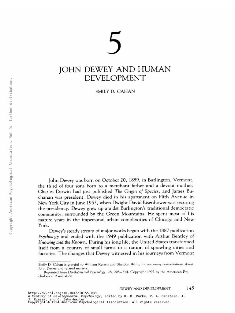 John Dewey and Human Development | PDF | John Dewey | Psychology