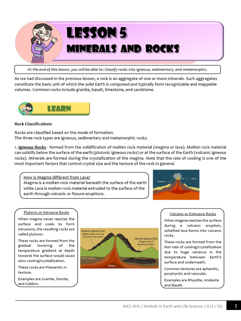 Lesson 5 - Earth and Life Science - G11-Q1 | PDF | Rock (Geology ...
