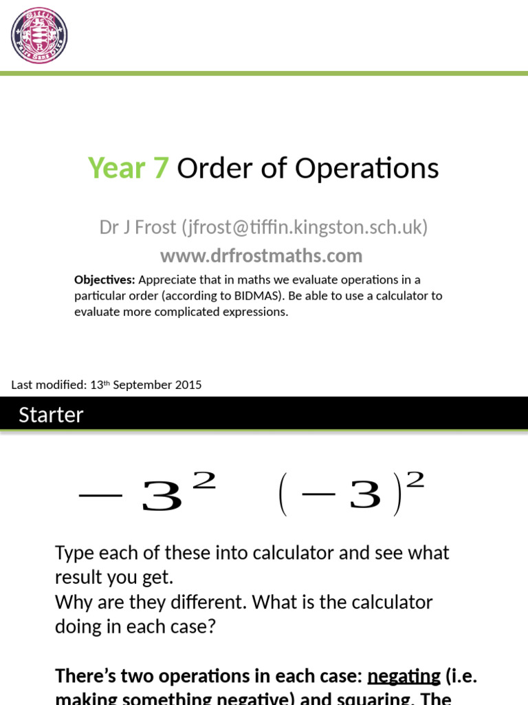 Yr7 OrderOfOperations | PDF | Mathematics | Arithmetic
