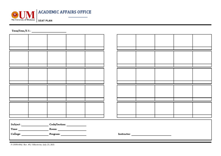 Seat Plan for Academic Affairs | PDF