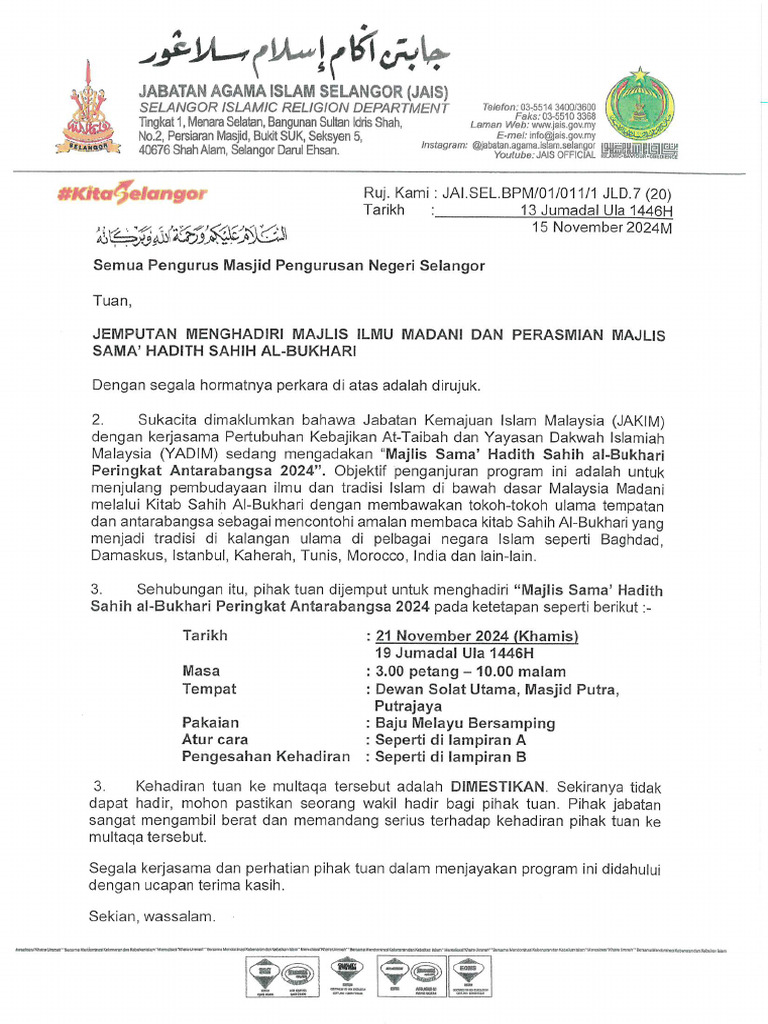 Jemputan Menghadiri Majlis Ilmu Madani Dan Perasmian Majlis Sama ...