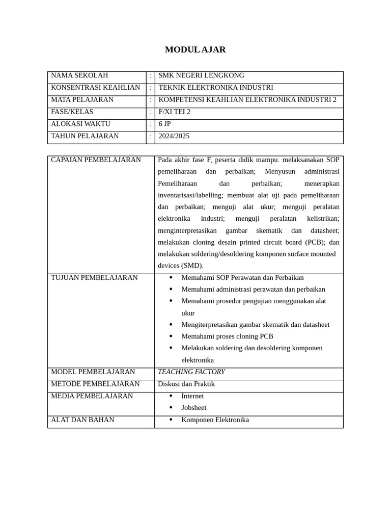 MODUL AJAR Tefa | PDF