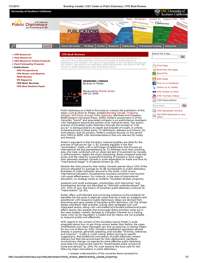 Branding Canada - Book Reviews | PDF | Public Diplomacy | Diplomacy