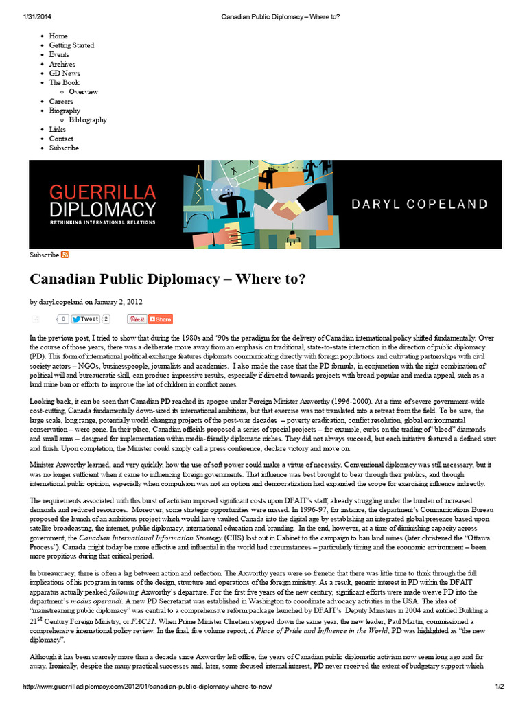 Canadian Public Diplomacy – Where to_ | PDF | Public Diplomacy | Diplomacy