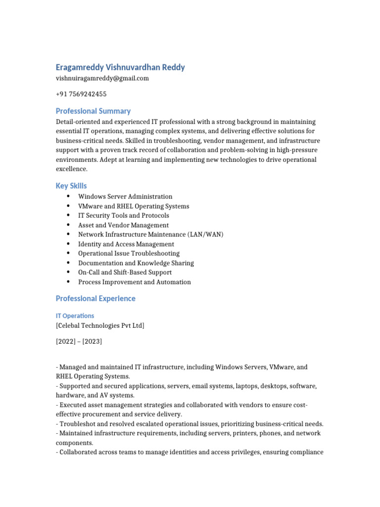 IT Operations Resume | PDF