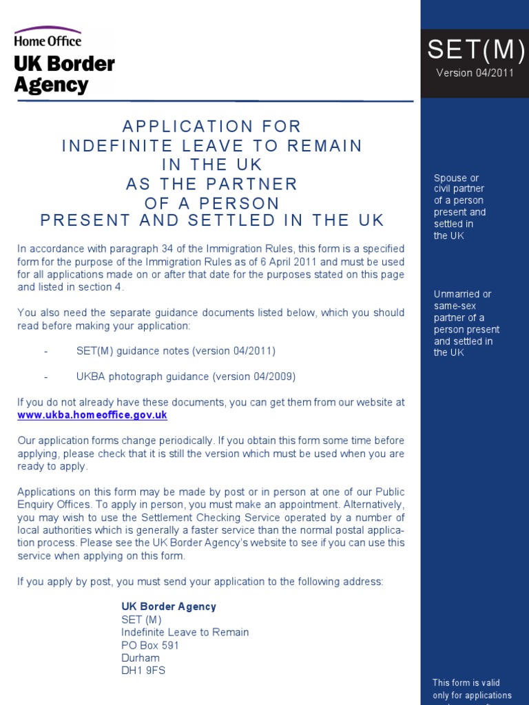 UKBA SETM_indefinite Leave to Remain Application | Cheque | Debit Card
