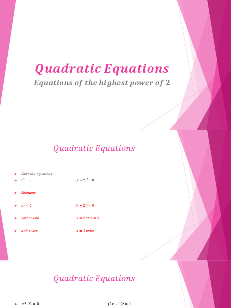 Quadratic Equations | PDF | Mathematics | Equations