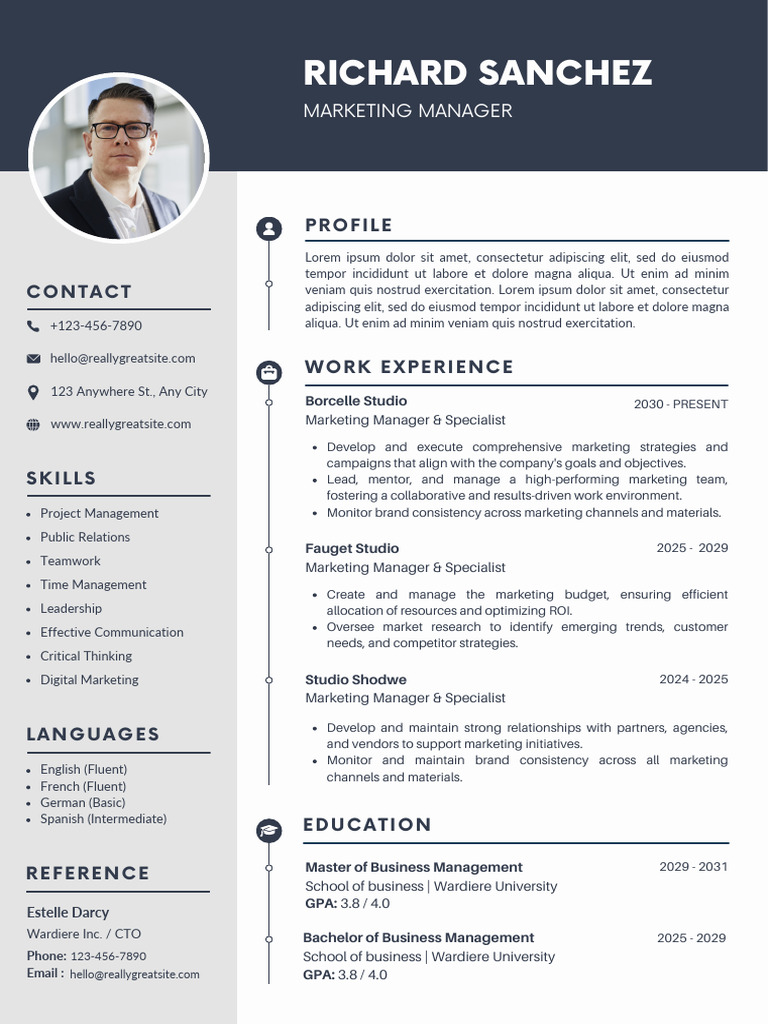 Copie de Blue and Gray Simple Professional CV Resume | PDF | Marketing | Human Communication