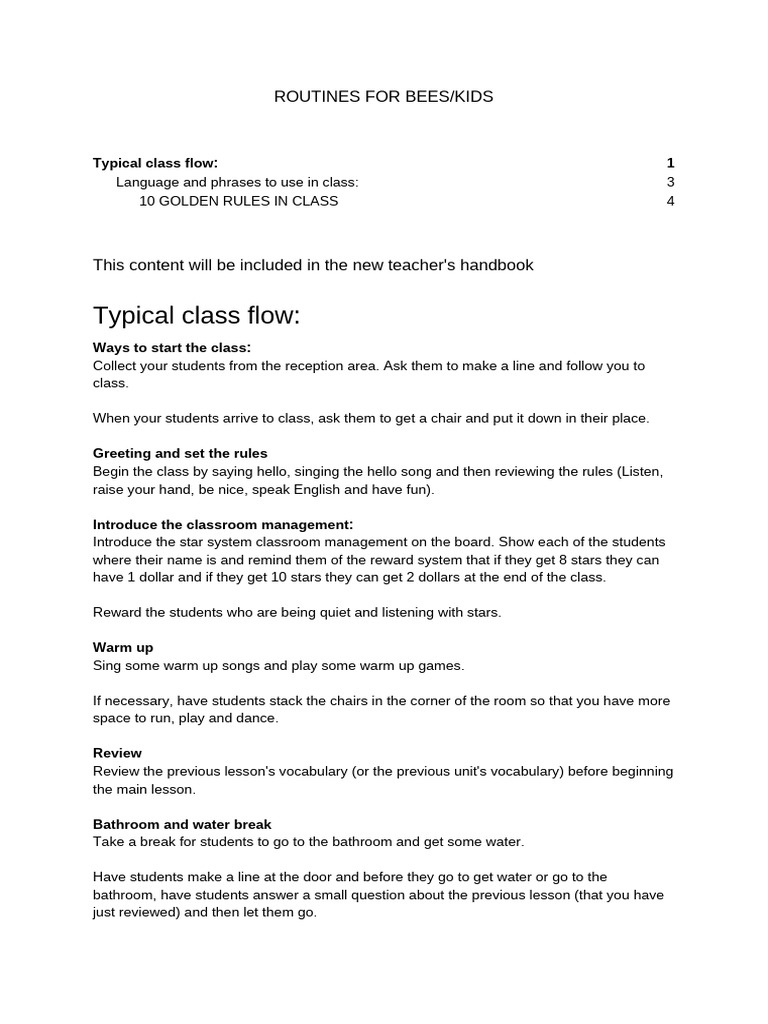 Routines Bees Kids | PDF | Question | Teachers