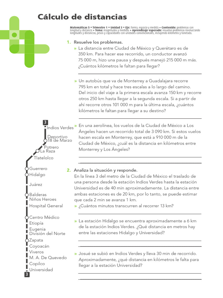 Anexo "Calculo de Distancias" Matematicas | PDF