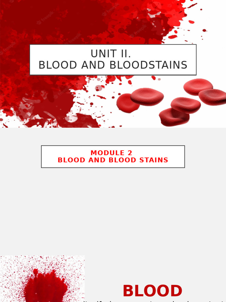 Unit II Blood and Bloodstain | PDF | Blood Type | Blood Plasma