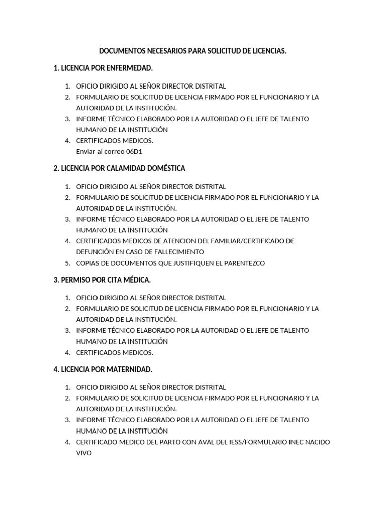Documentos Necesarios para Licencias | PDF | Certificado de nacimiento