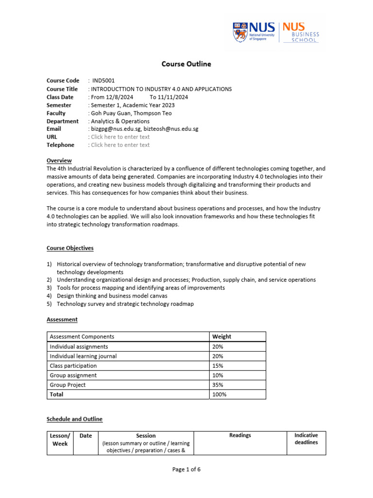 Industry 4.0 Course Outline | PDF | Academic Dishonesty | Innovation