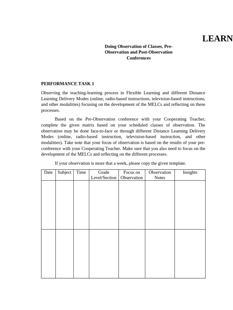 LEARNING TASK 2. | PDF | Lesson Plan | Teachers