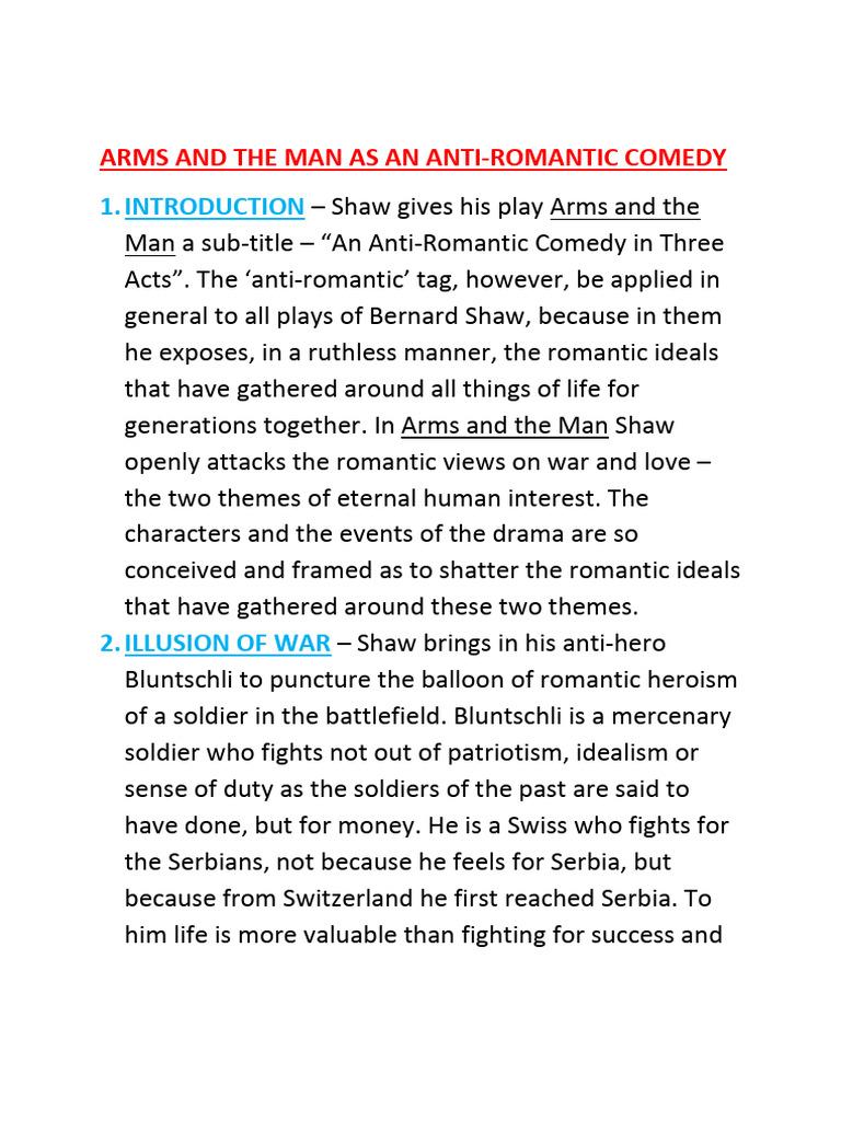 Microsoft Word - ARMS AND THE MAN AS AN ANTI ROMANTIC COMEDY | PDF