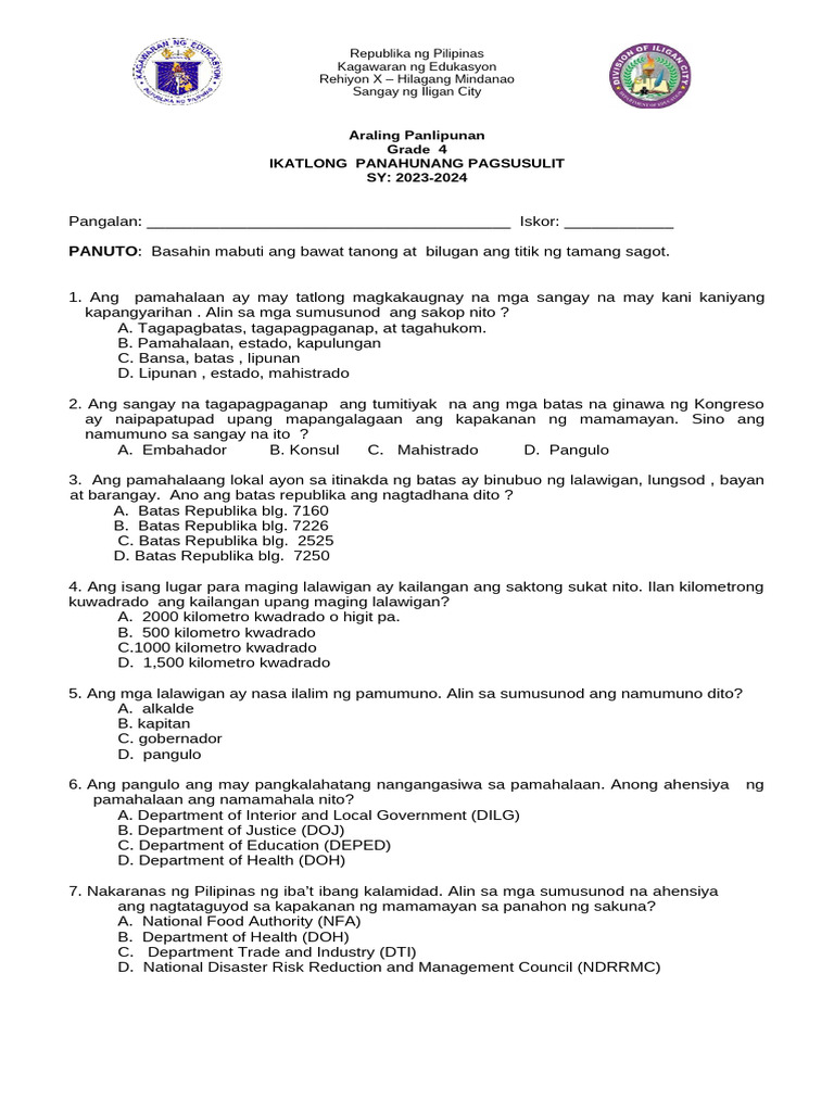 AP Grade 4 Questions | PDF