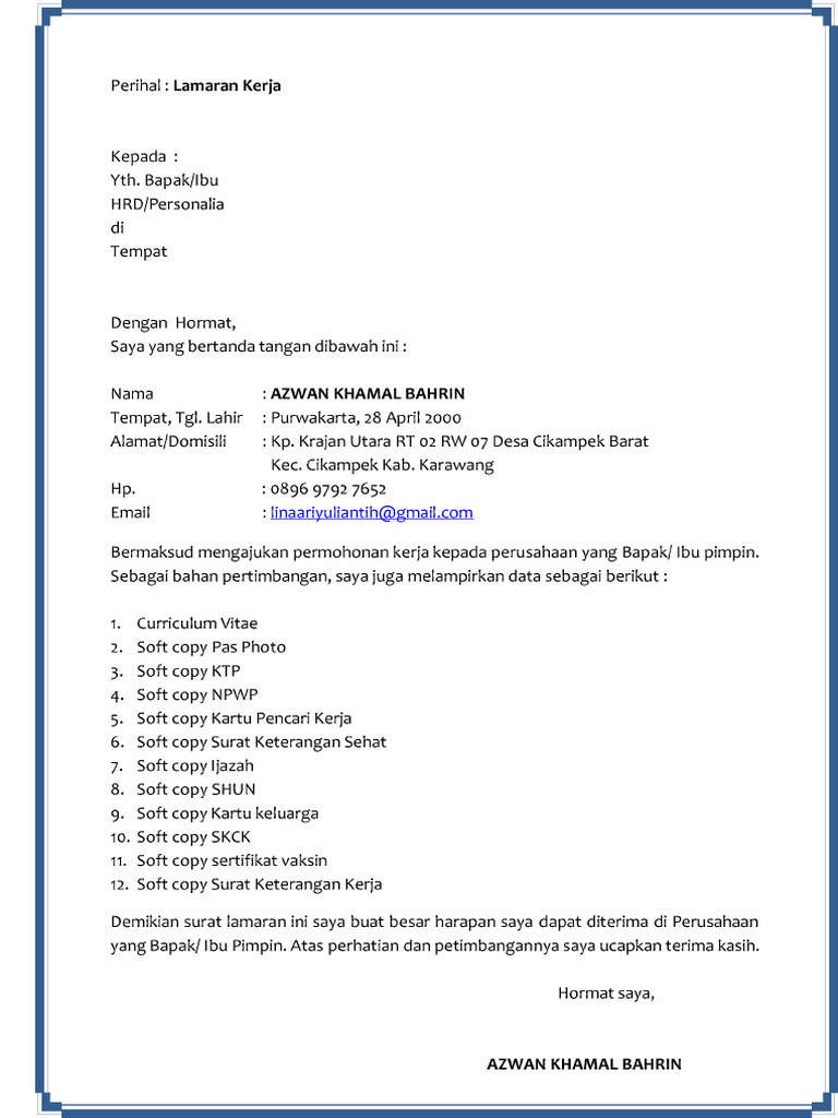 Contoh Lamaran | PDF