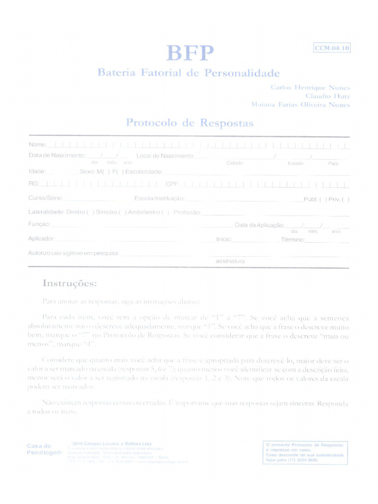 BFP_Folha de Resposta | PDF