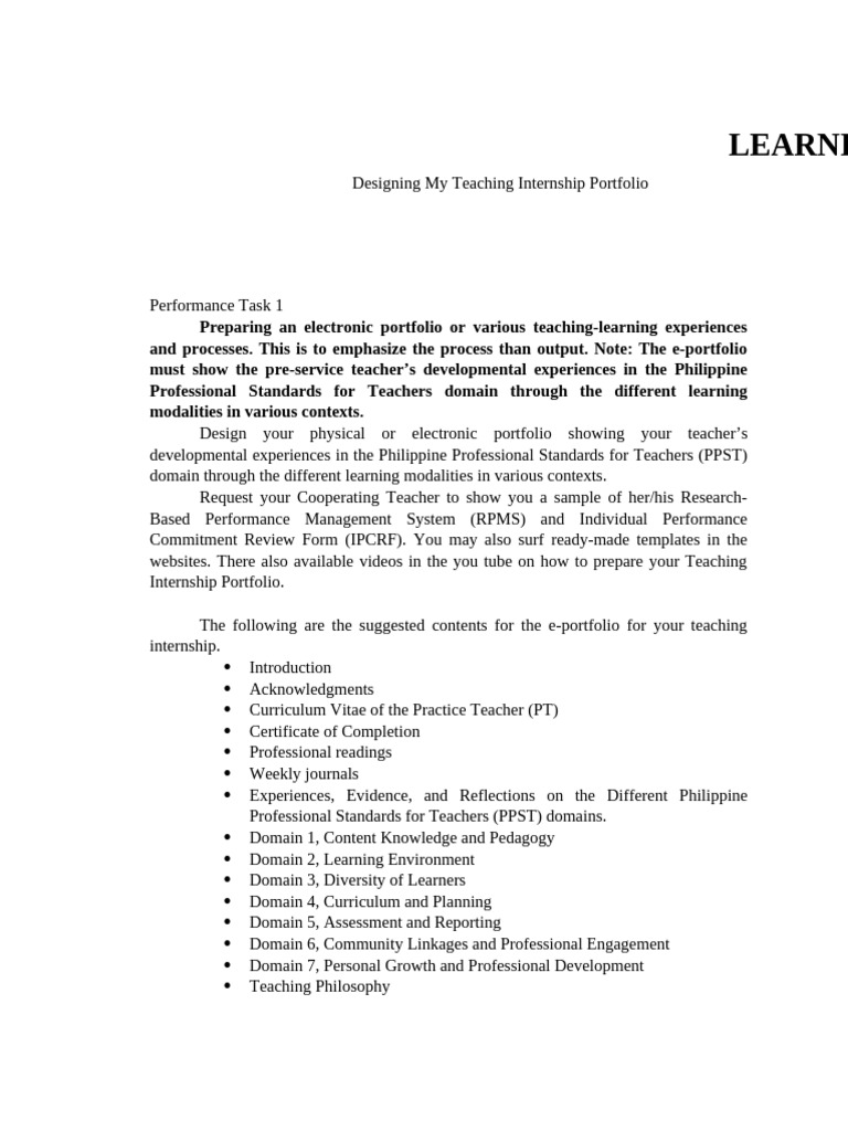 LEARNING TASK 12 | PDF | Teachers | Learning