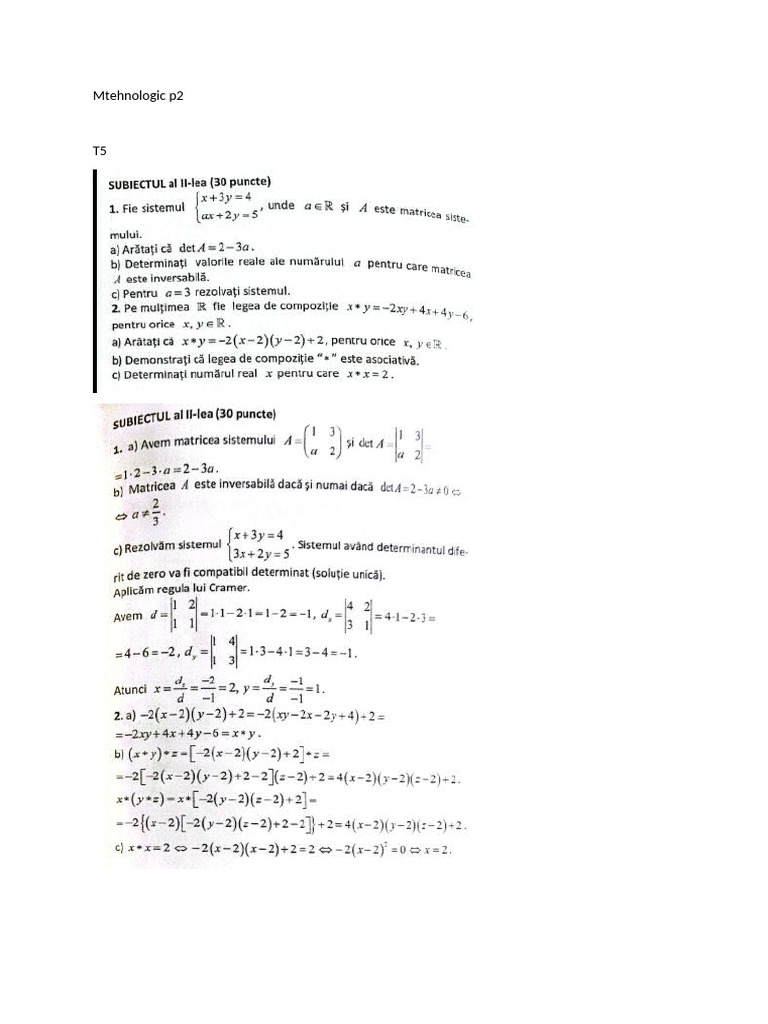 Bac Mate Mtehnologic p2 t1 20 | PDF