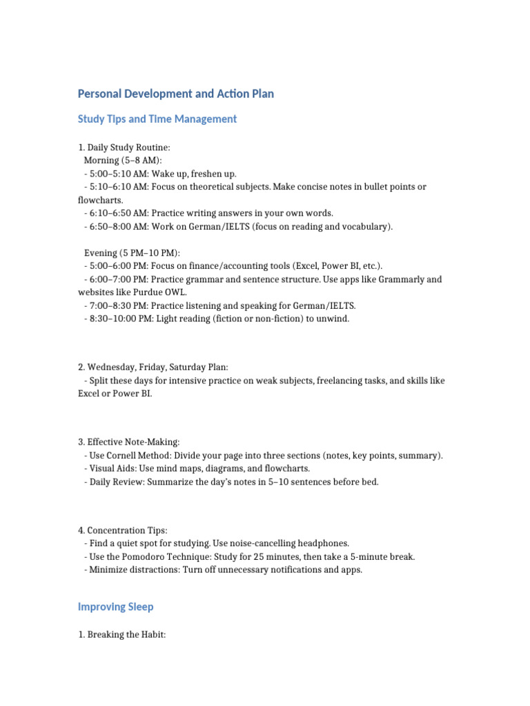 Personal Development Action Plan Guide | PDF | Meditation | Thought