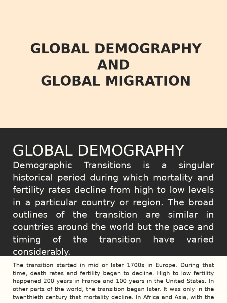 Global Demography and Global Migration | PDF | Human Migration | Immigration