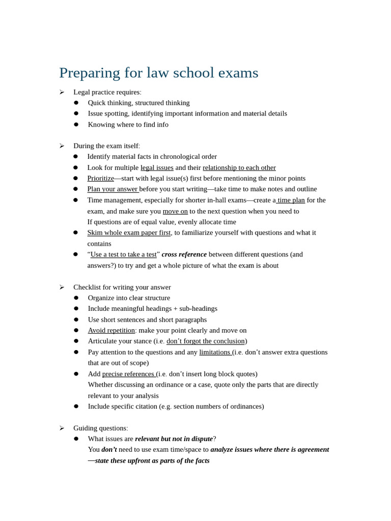 Law School Exam Preparation Guide | PDF | Question