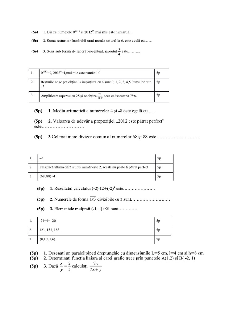 Clasa 8 Algebra Partea I Entru Ev Nationala | PDF