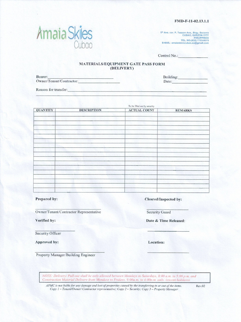 Amaia Permit Form | PDF