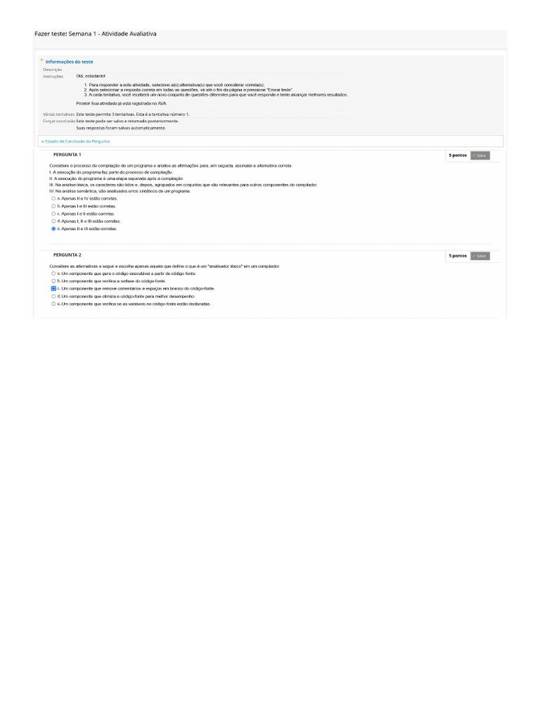 Atividade Avaliativa - Semana 1-Mesclado | PDF | Compilador | Linguística