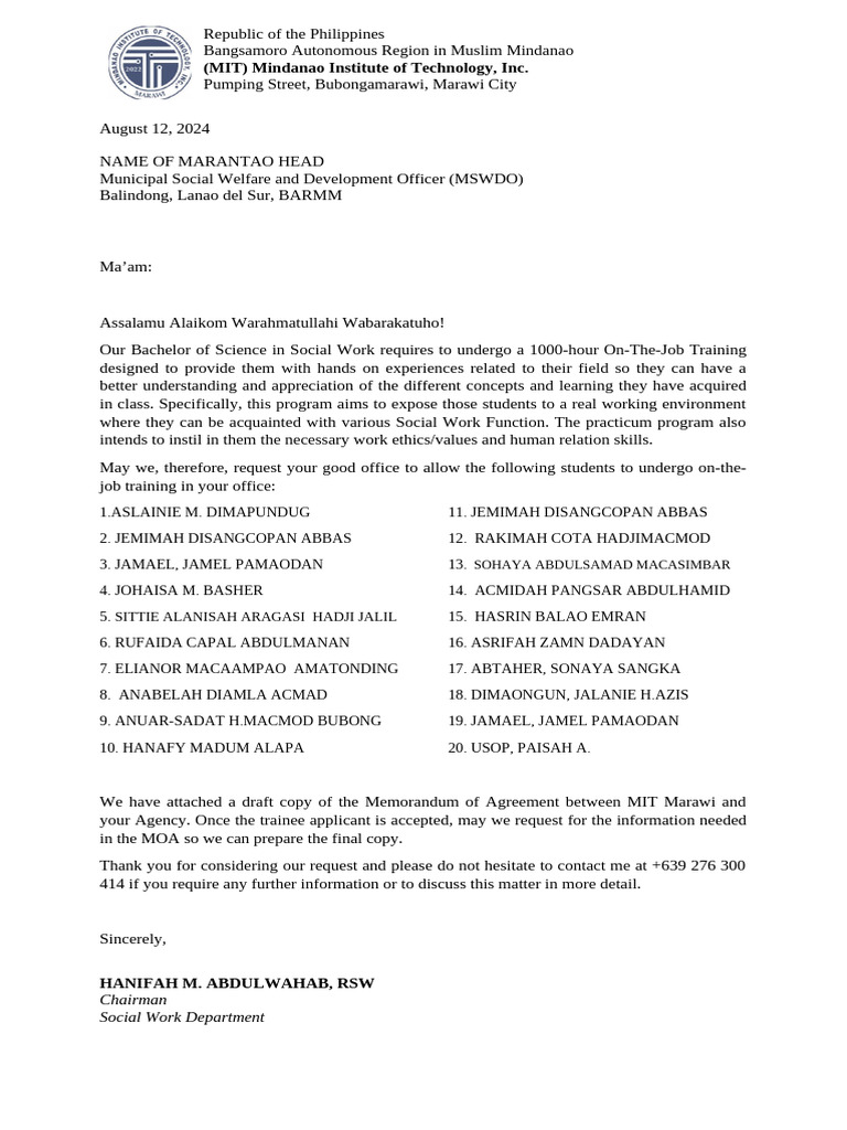 Endorsement Lgu Marantao | PDF