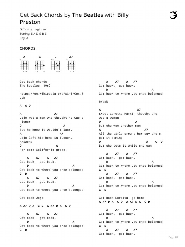 Get Back Chords | PDF