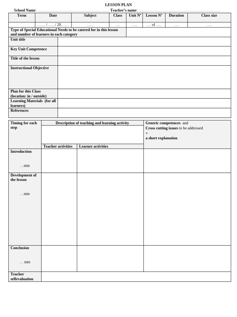 Lesson Plan Word | PDF