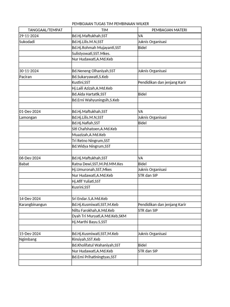 Pembagian Tugas Tim Rev | PDF