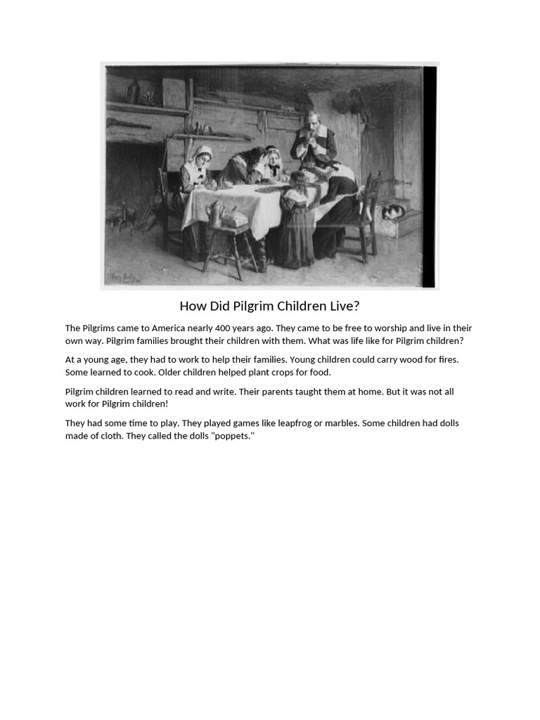 How Did Pilgrim Children Live | PDF