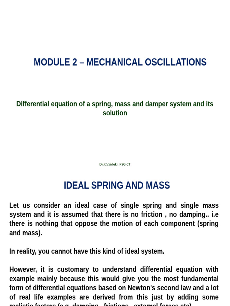 Module 2 - Mechanical Oscillations (2) | PDF | Damping | Physical Quantities