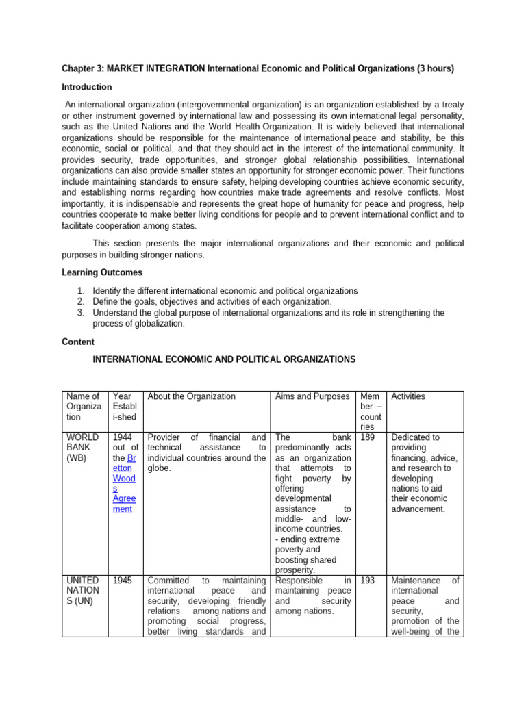 GEC 8 The Contemporary World Chapter 3 | PDF | World Trade Organization | European Union