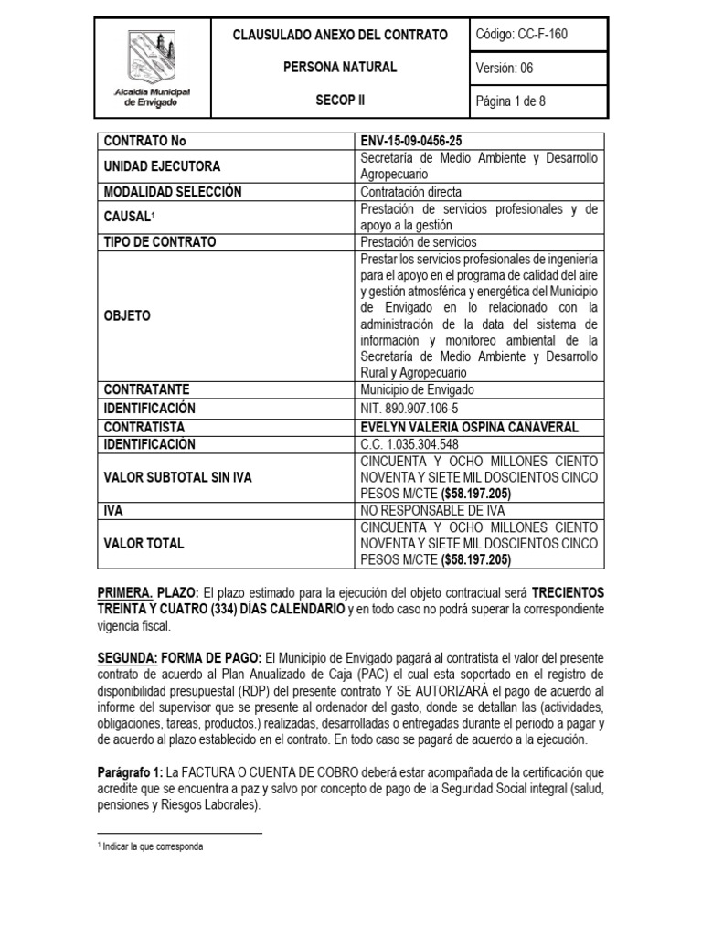 CC-F-160 Clausulado P. Natural | PDF | Multa (pena) | Derecho laboral