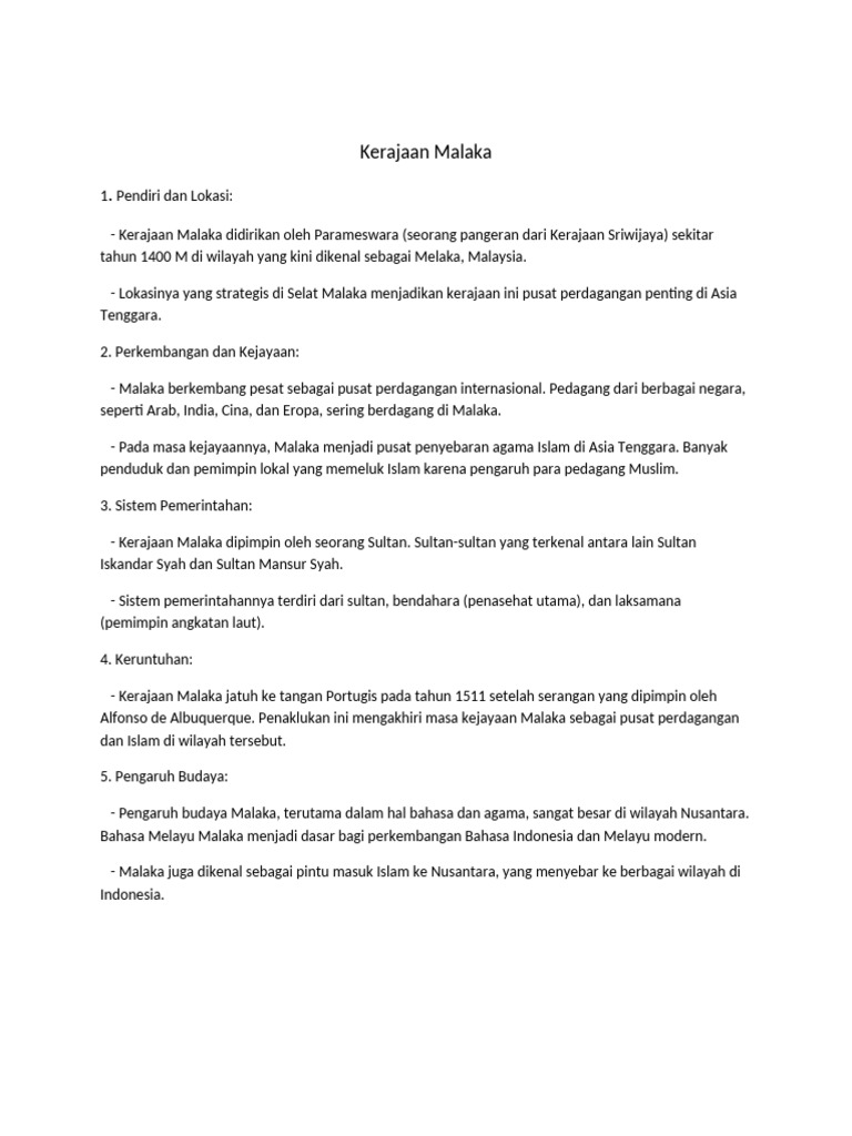 Kerajaan Malaka | PDF