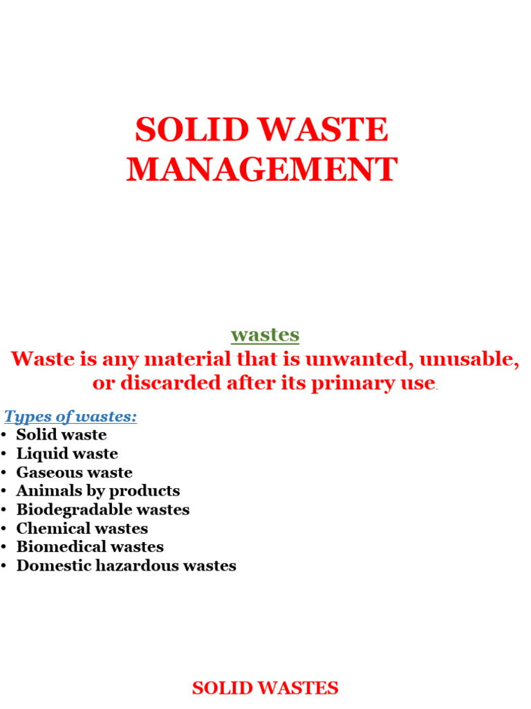 solid waste management | PDF | Waste | Municipal Solid Waste