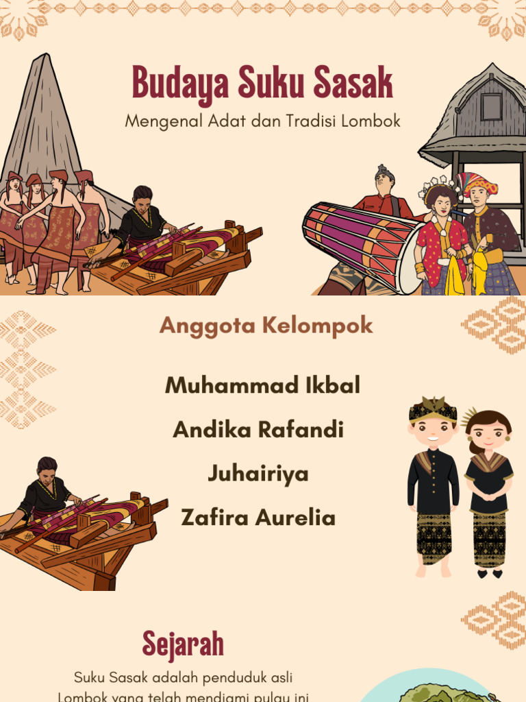 Presentasi Budaya Suku Sasak Lombok Nusa Tenggara Barat Krem Ilustratif - 20241120 - 073837 ...