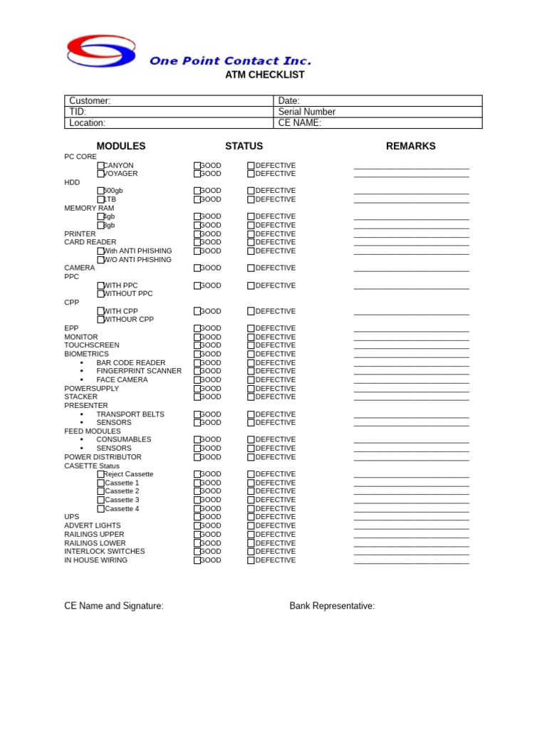 Diebold-checklist | PDF | Computer Hardware | Computing