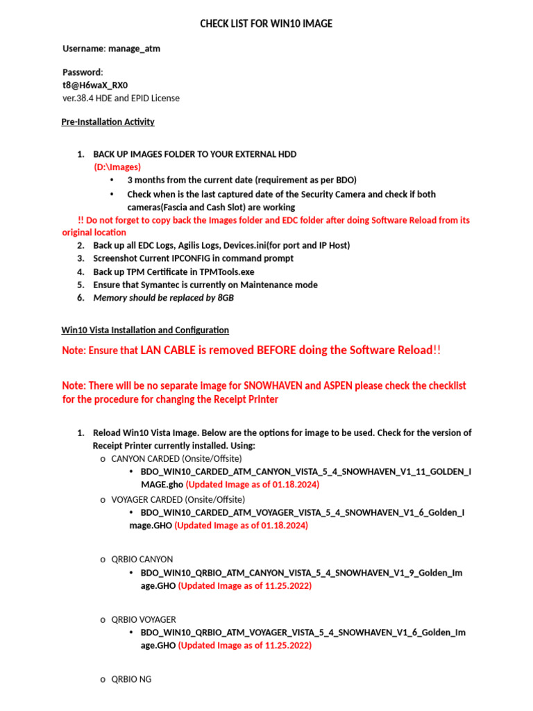 BDO Onlining Checklist Vista Mark Bation | PDF | Windows Registry | File Transfer Protocol