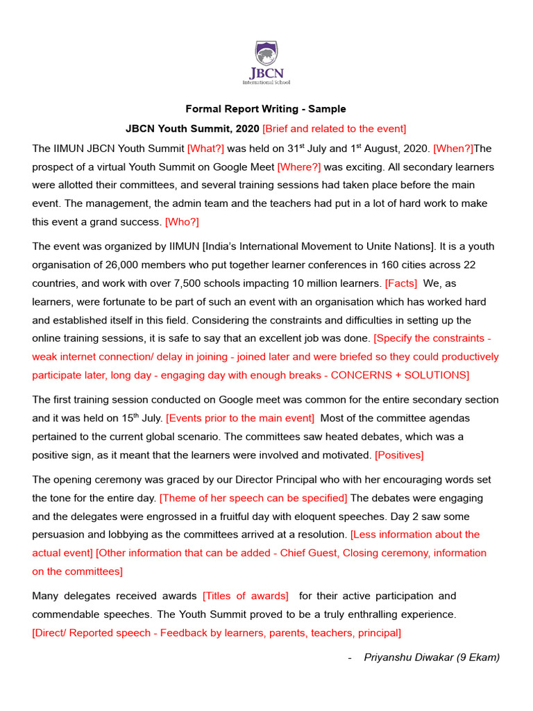 Report Writing - Sample (1) | PDF