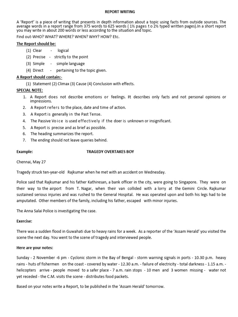 Report Writing Notes | PDF